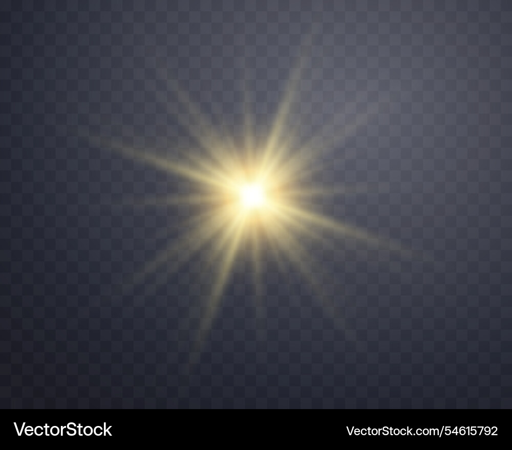 Sunlight lens flare sun flash with rays Royalty Free Vector