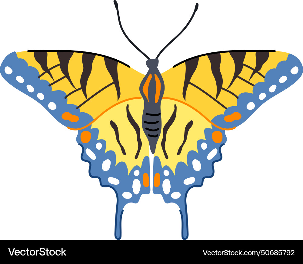 Yellow butterfly cartoon Royalty Free Vector Image