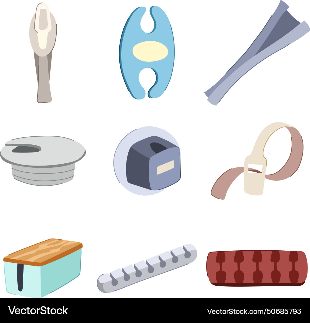 Cable organizer set cartoon Royalty Free Vector Image