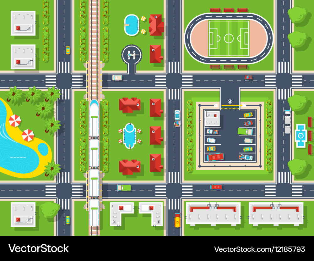 City map top view Royalty Free Vector Image - VectorStock