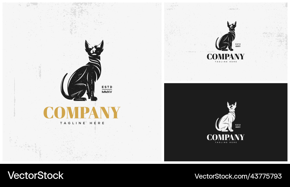 Klassisches Katzen-Logo mit Sitz Lizenzfreies Vektorbild