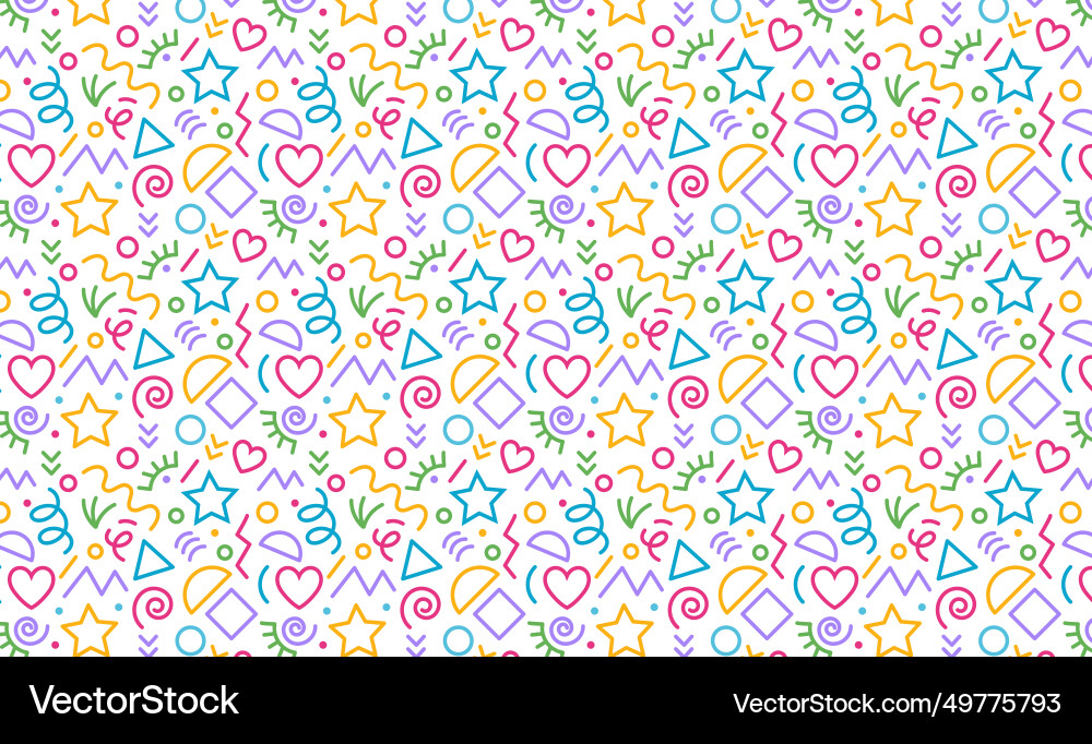 Color kids seamless pattern abstract fun line Vector Image
