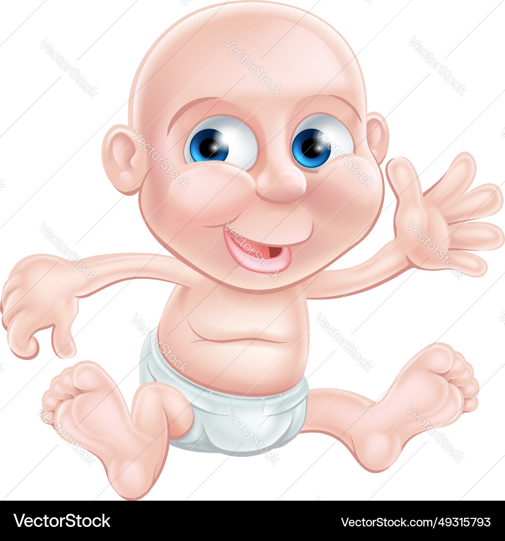 Happy cartoon baby waving Royalty Free Vector Image