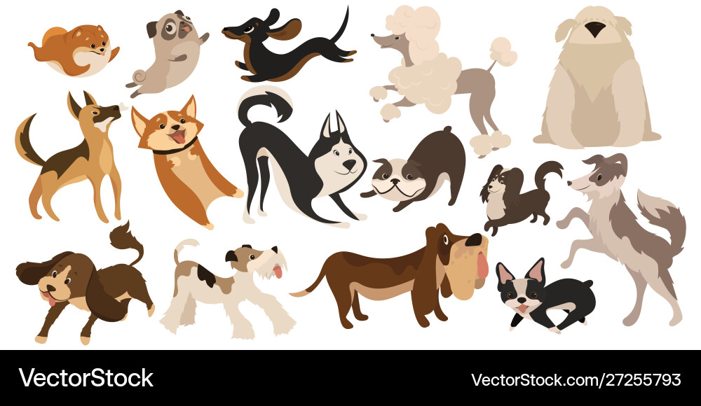 Happy Cartoon Dogs Collection Royalty Free Vector Image
