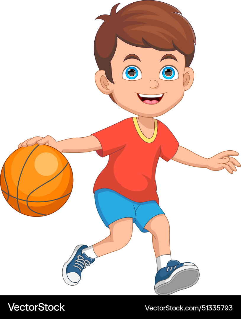 Little boy playing basketba Royalty Free Vector Image