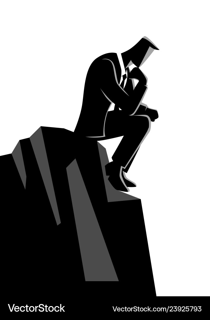 Solemn Businessman Contemplating Royalty Free Vector Image