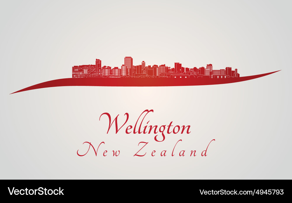 Wellington skyline in red Royalty Free Vector Image