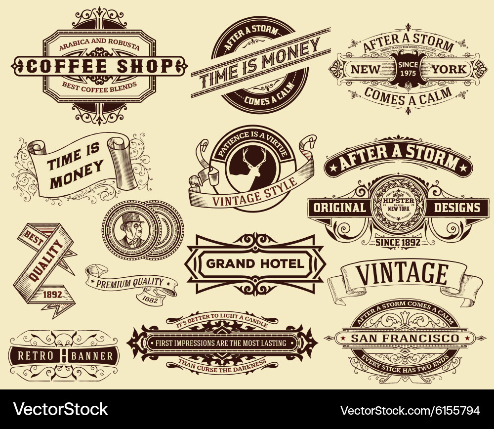 15 labels and banners elements by layers Vector Image