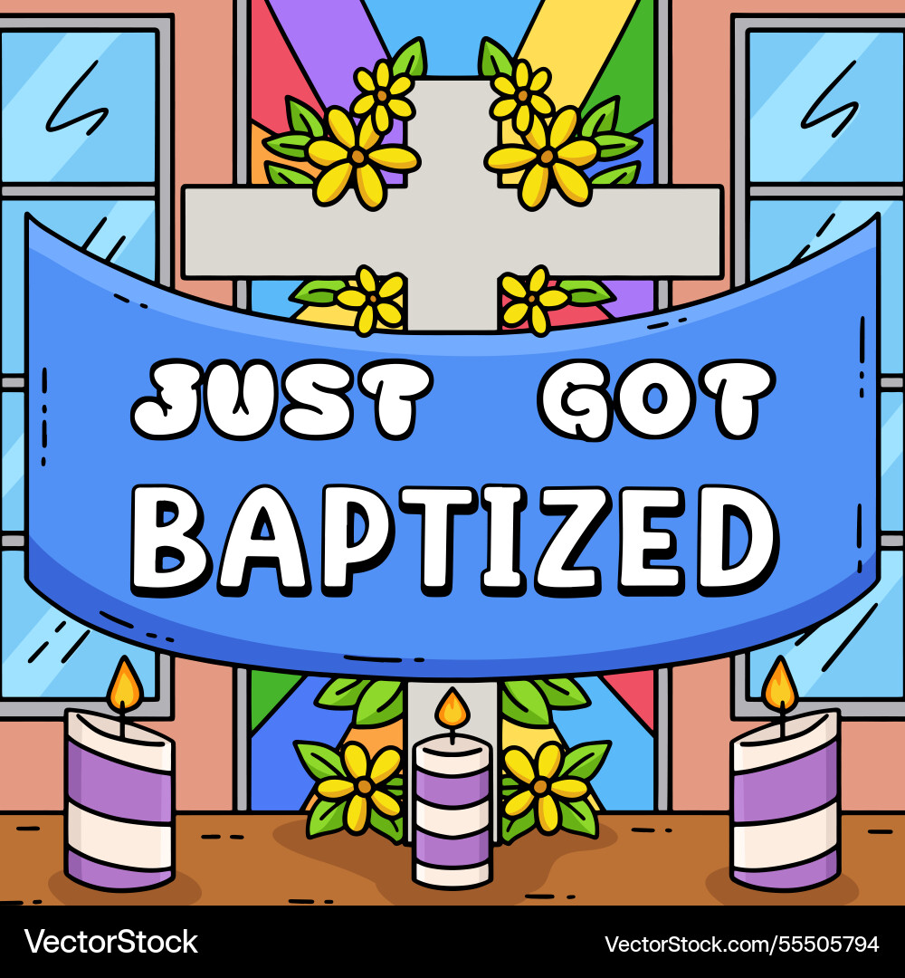 Baptism just got baptized colored cartoon Vector Image