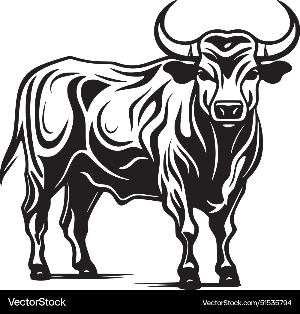 Bull - black and white isolated icon Royalty Free Vector