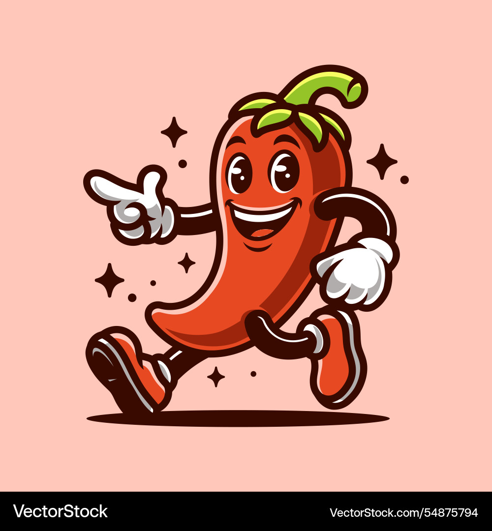 Chilli retro vintage character Royalty Free Vector Image
