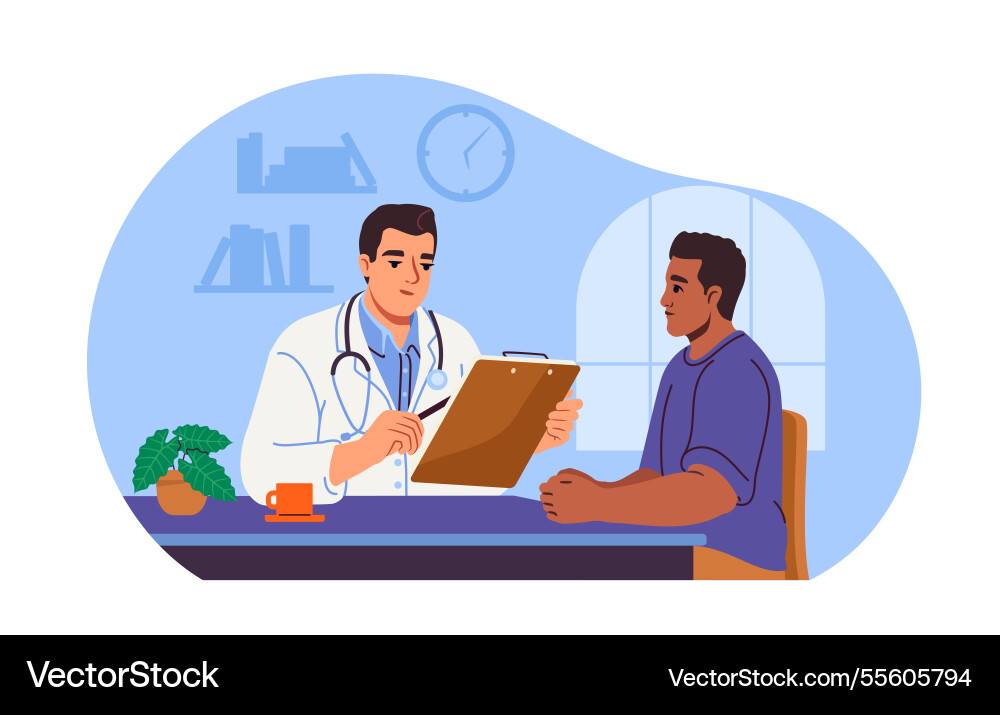 Doctor discussing with patient Royalty Free Vector Image