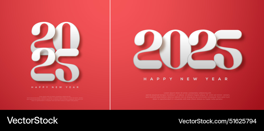 New year 2025 with white numbers in a soft red Vector Image