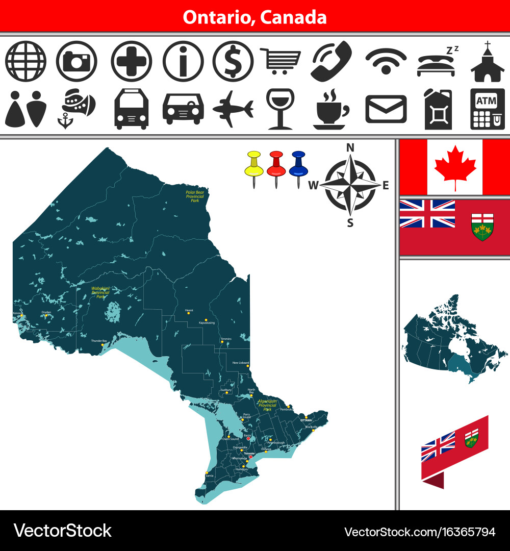 Map of Ontario Cities Vector Images (over 360)