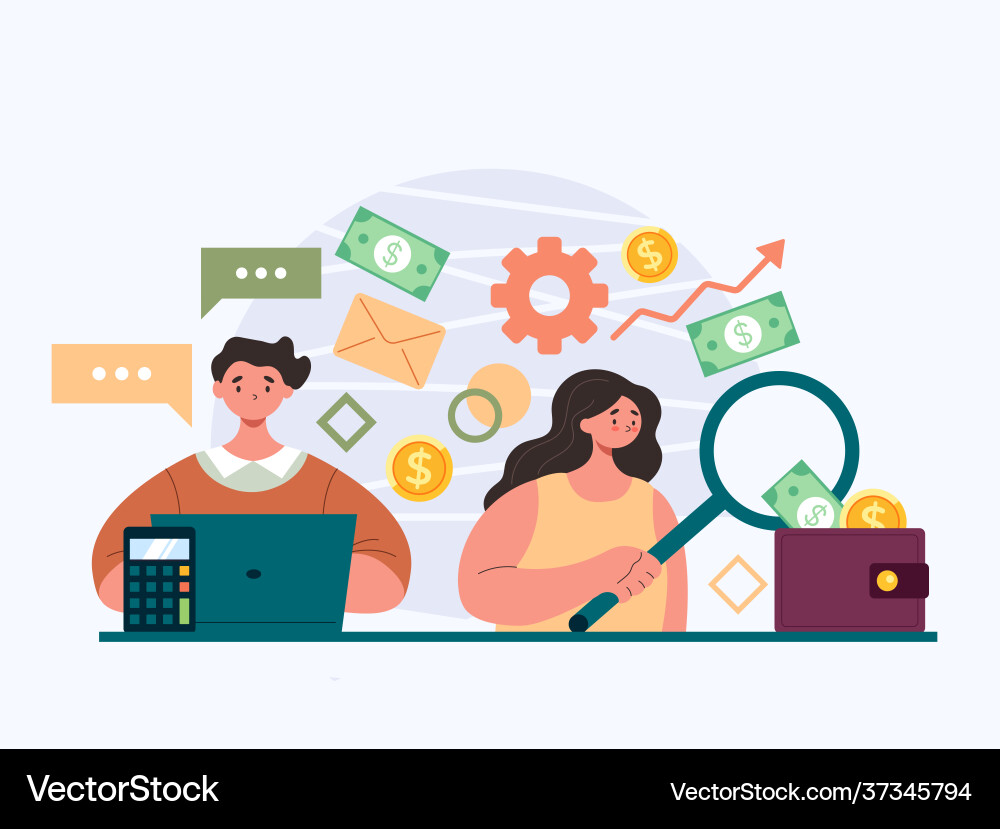 People workers man woman characters counting Vector Image