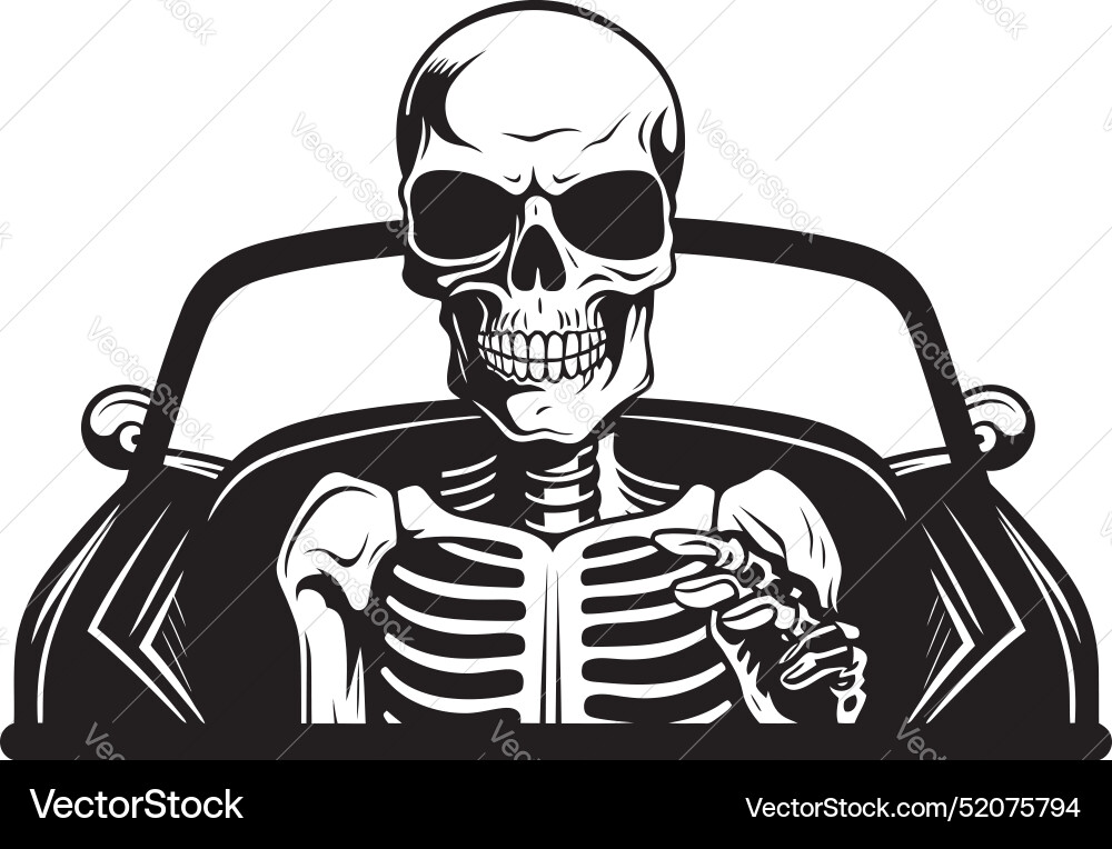 Phantom path skeleton driving car icon eerie Vector Image