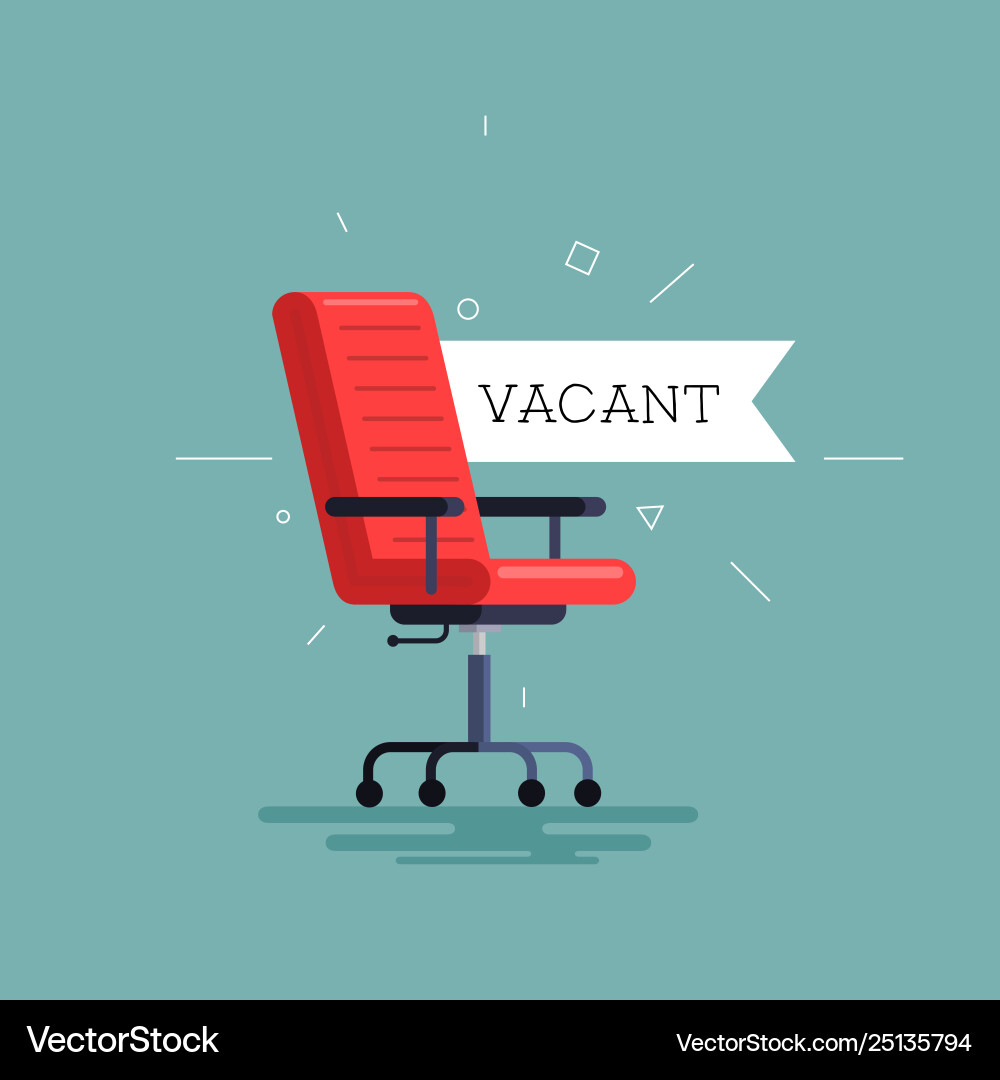 Vacant empty office chair with sign Royalty Free Vector
