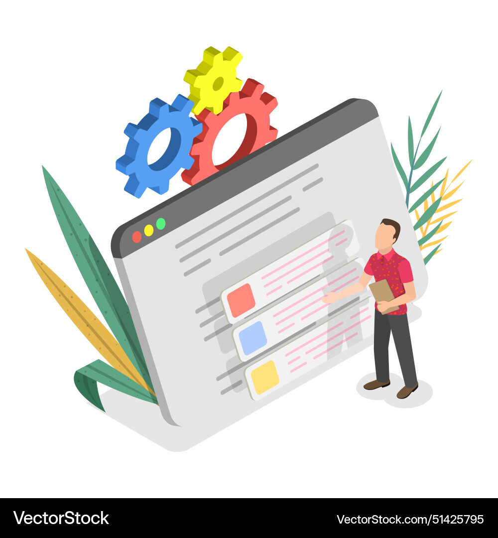 3d isometric flat of requirements Royalty Free Vector Image