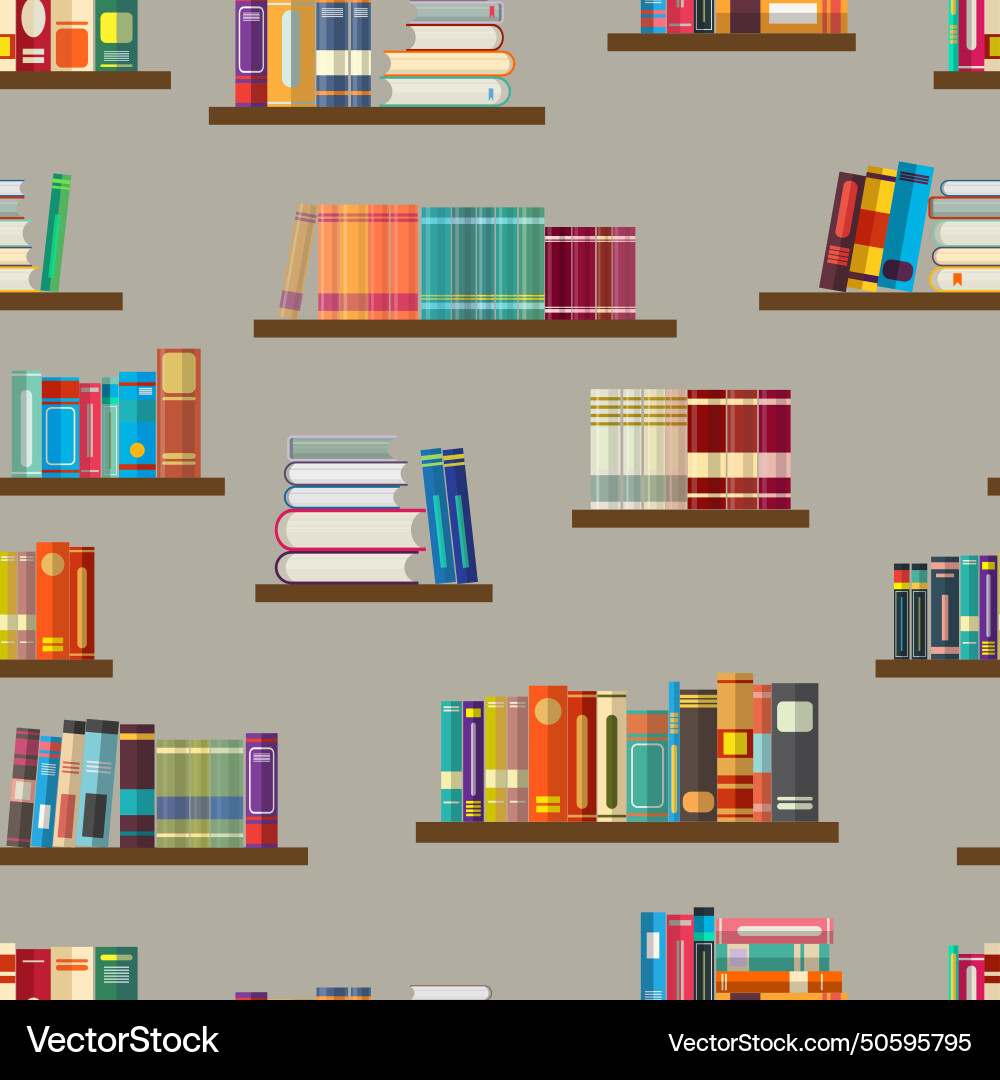 Books seamless design in flat style Royalty Free Vector