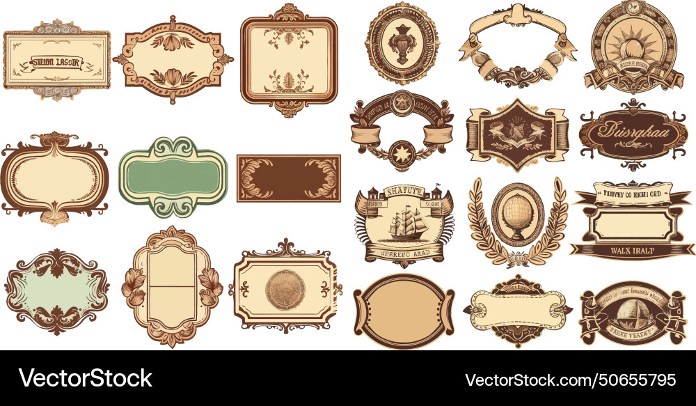 Collage vintage frames Royalty Free Vector Image