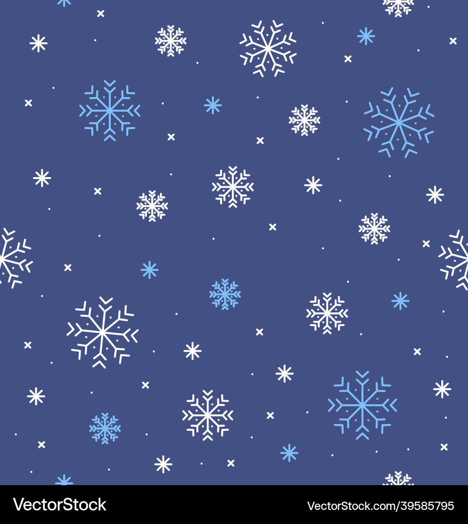 Different winter snowflake seamless pattern Vector Image