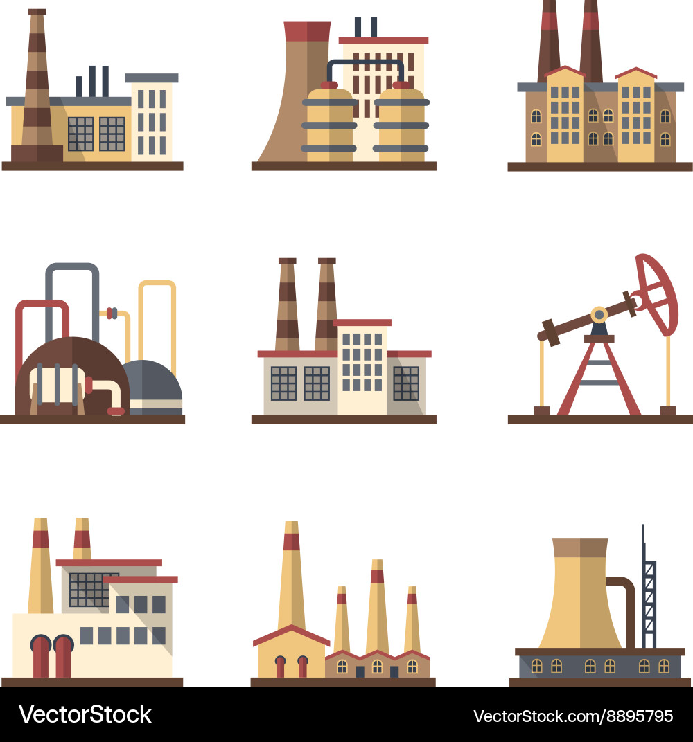 Factory industrial building and manufacturing Vector Image