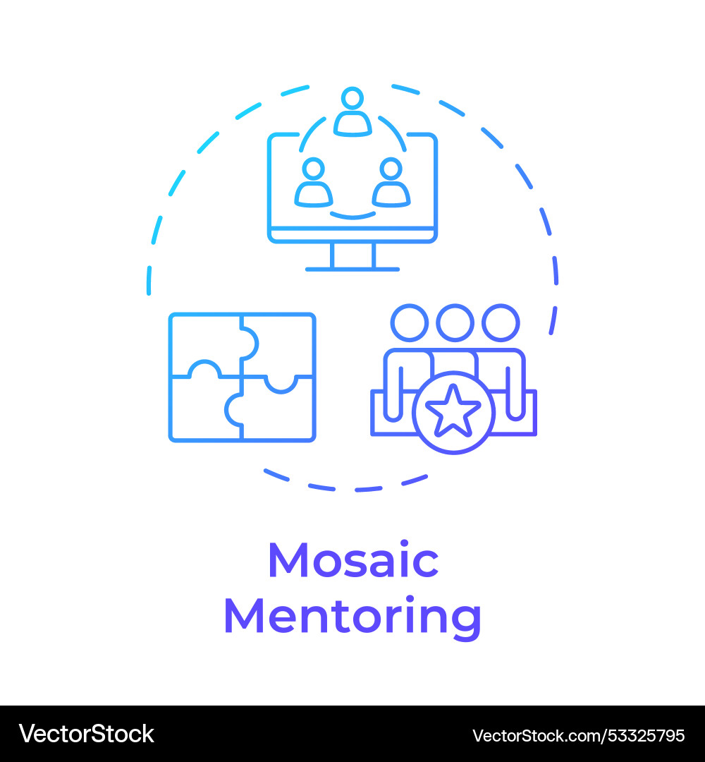 Mosaic mentoring blue gradient concept icon Vector Image