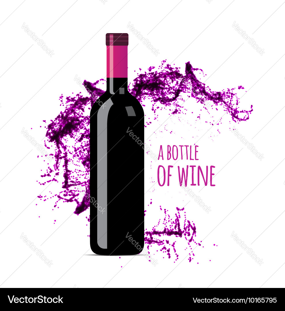 Red wine splash with bottle Royalty Free Vector Image