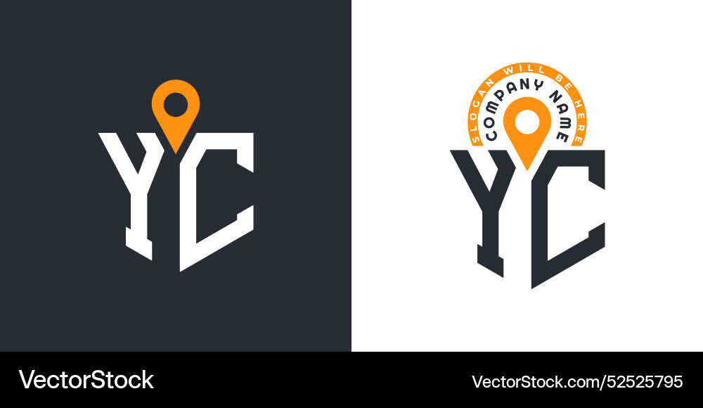 Yc location logo bundle letter dual icons Vector Image