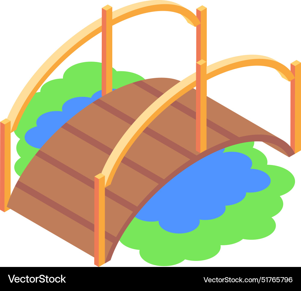 An isometric icon depicting park bridge Royalty Free Vector