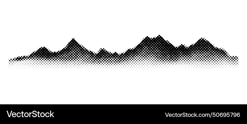 Black grunge halftone mountain range textured Vector Image