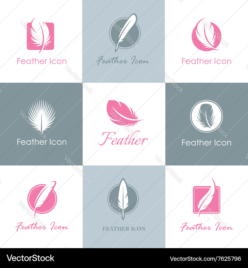 Feathers logo set Royalty Free Vector Image - VectorStock