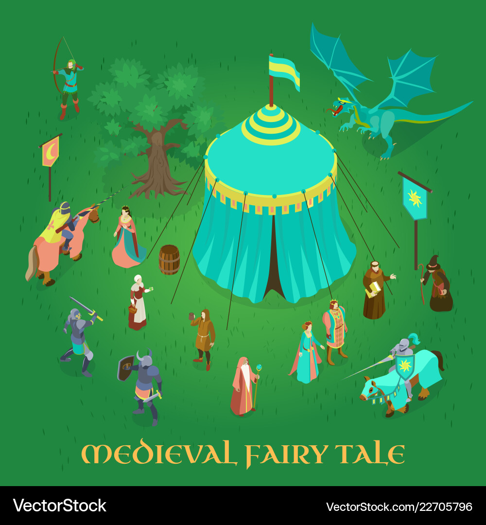 Medieval fairy tale isometric Royalty Free Vector Image