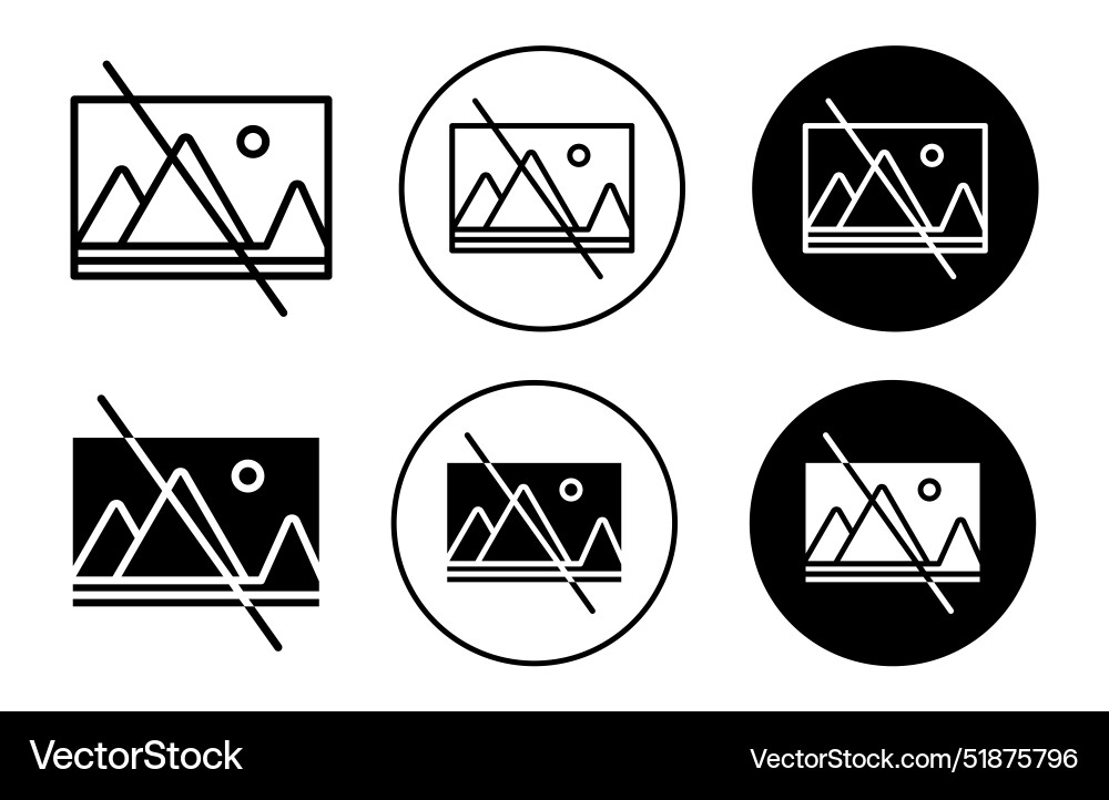 No image icon outline flat Royalty Free Vector Image