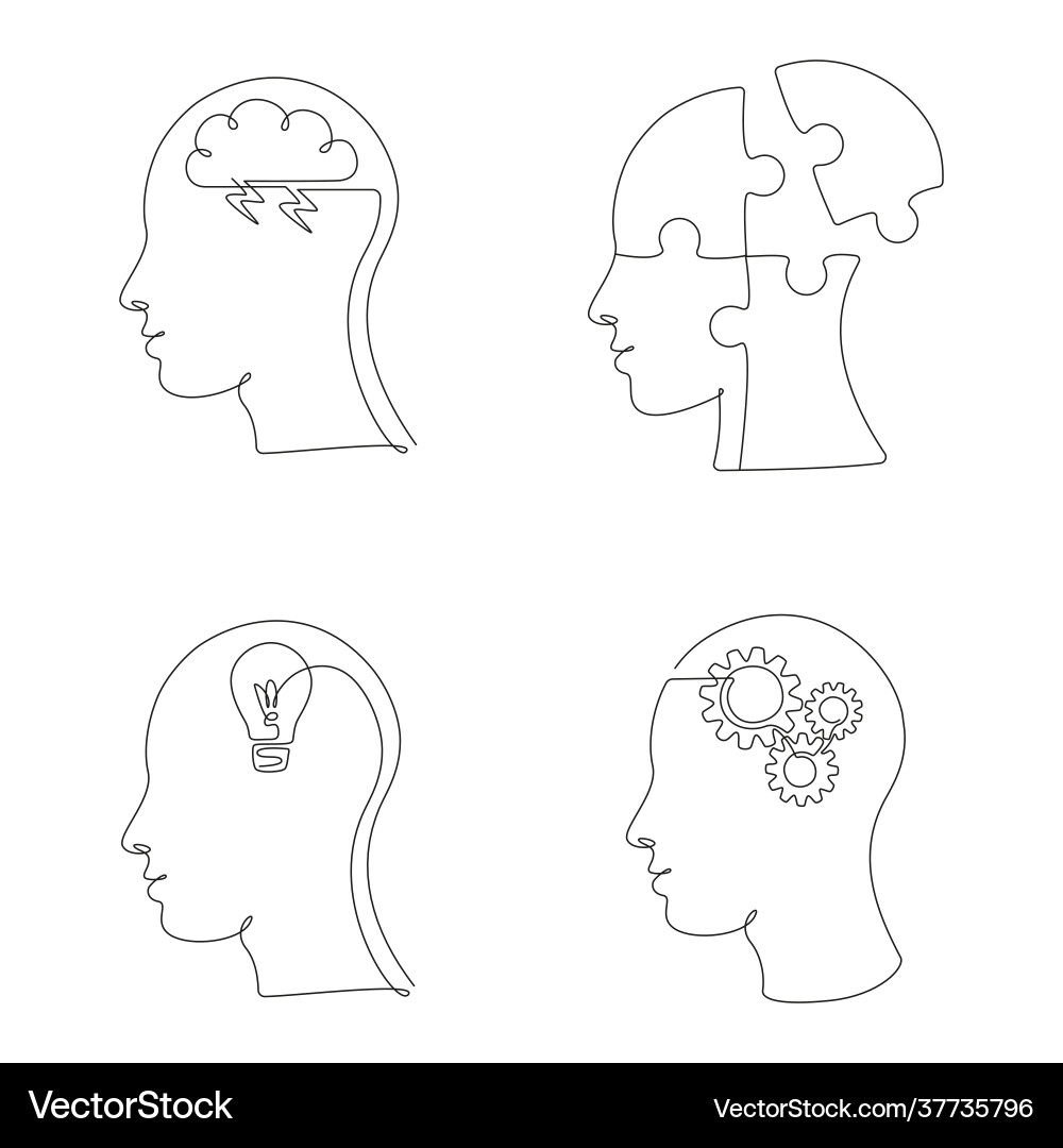 Set human head with mental state and emotions Vector Image