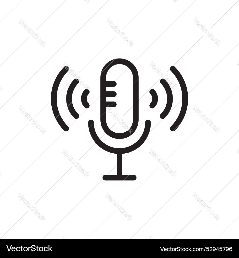 Voice recording line icon isolated on white Vector Image