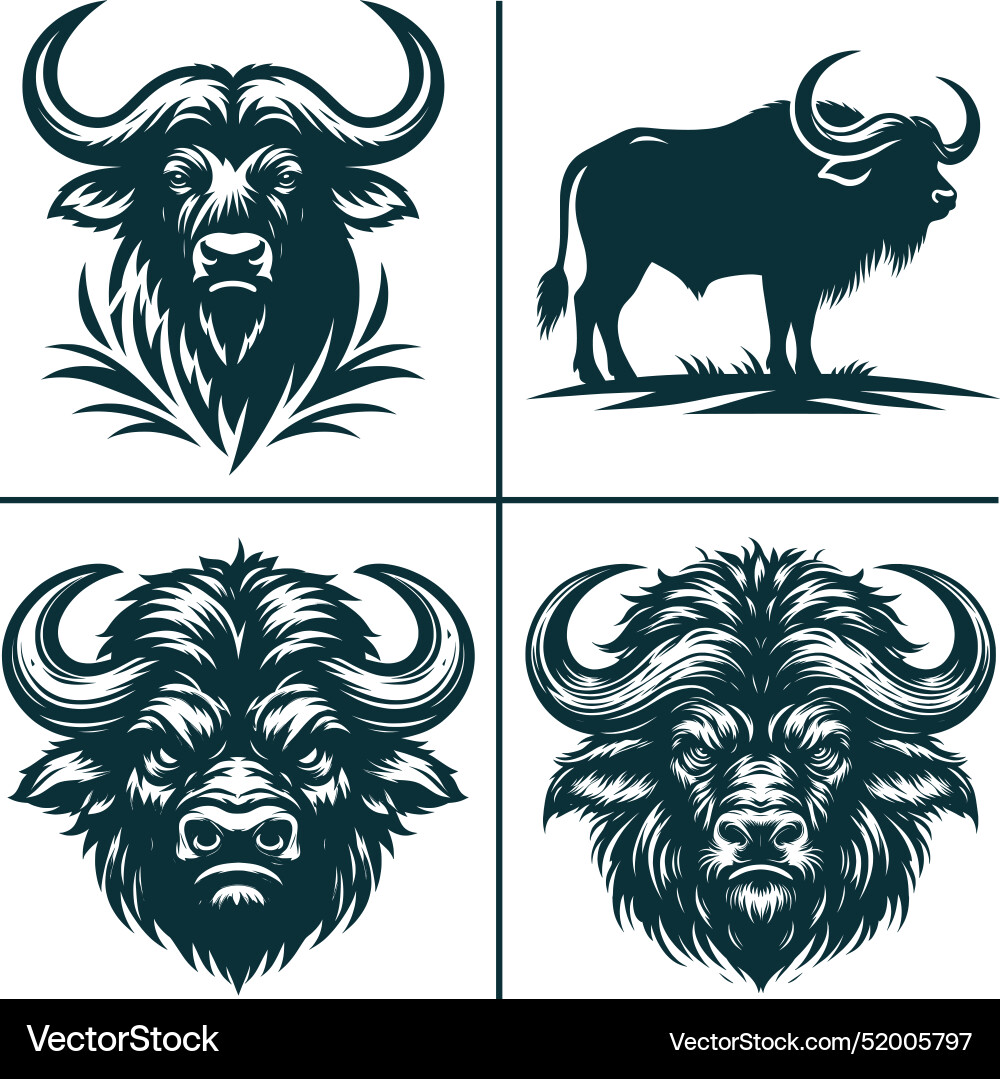 Bison buffalo silhouette svg filesbuffalo Vector Image