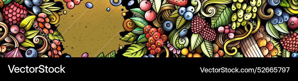 Cartoon doodle berries background Royalty Free Vector Image