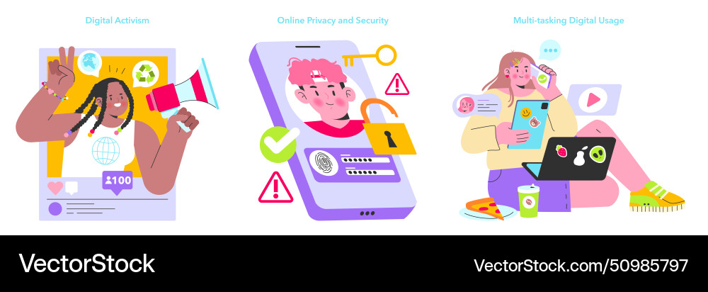 Digital natives set Royalty Free Vector Image - VectorStock