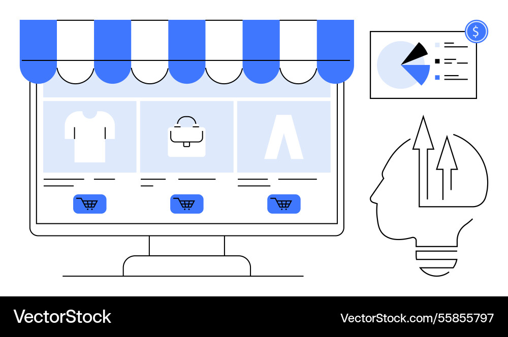 E-commerce growth concept with online storefront Vector Image