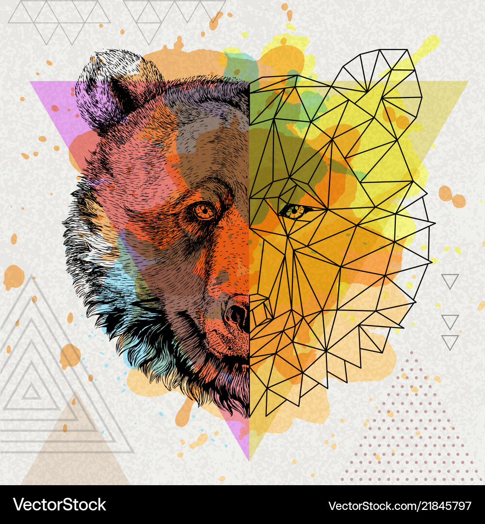 Geometric Bear Head Art Royalty Free Vector Image