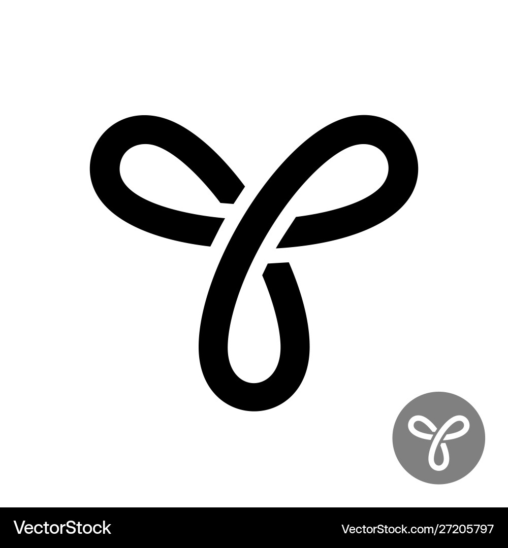 Line triple knot symbol three rounded ends Vector Image