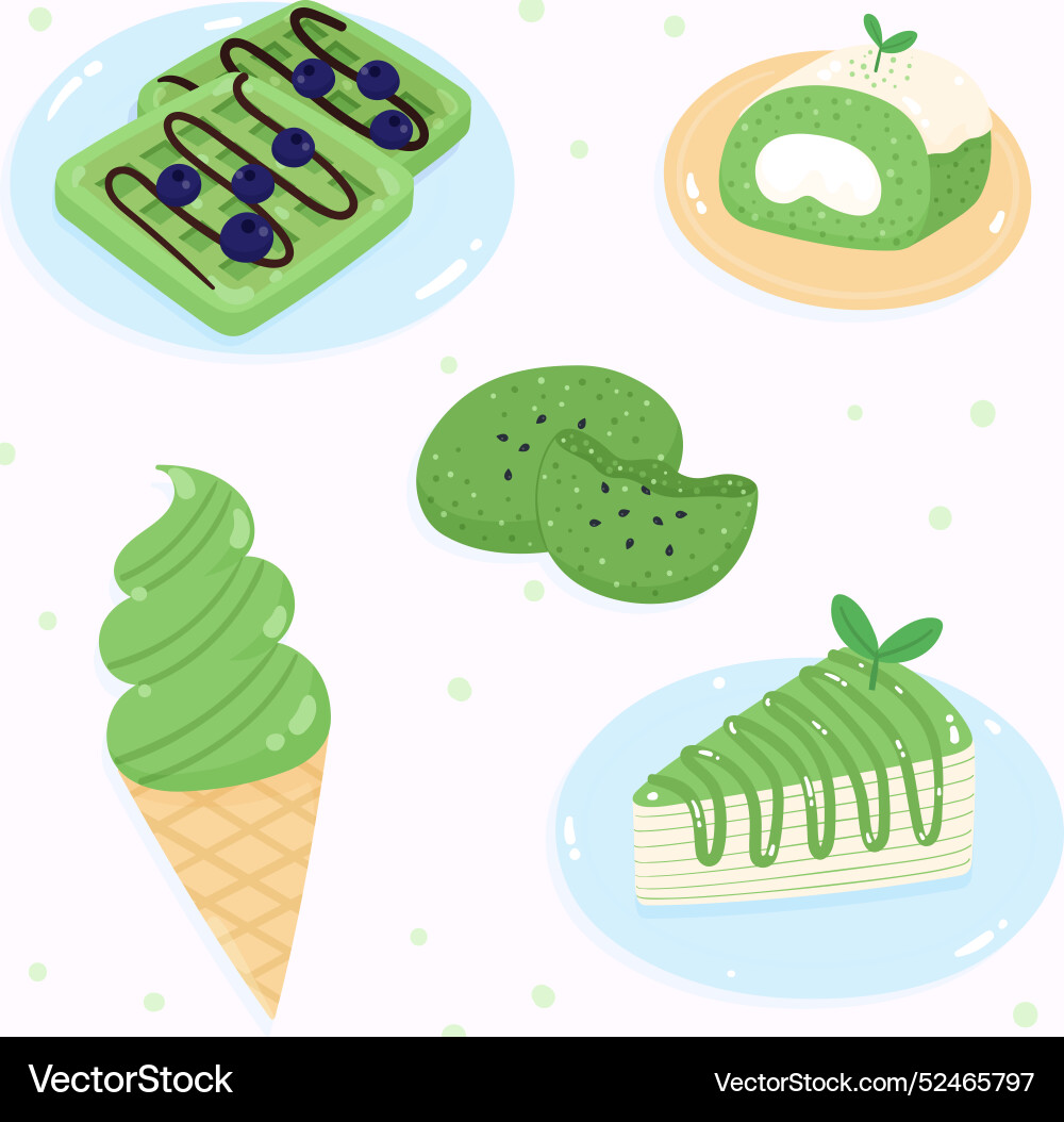 Matcha dessert pack Royalty Free Vector Image - VectorStock
