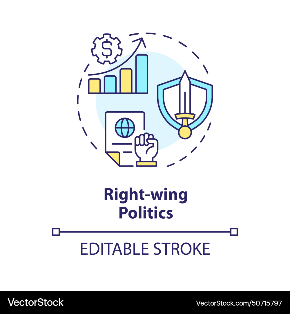 Right-wing politics multi color concept icon Vector Image