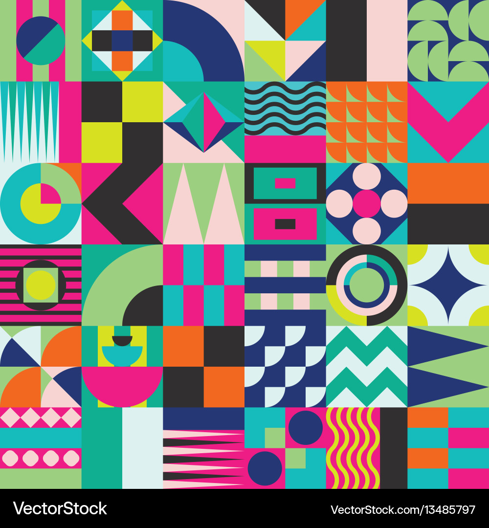 Vibrant Geometric Mosaic Pattern Royalty Free Vector Image