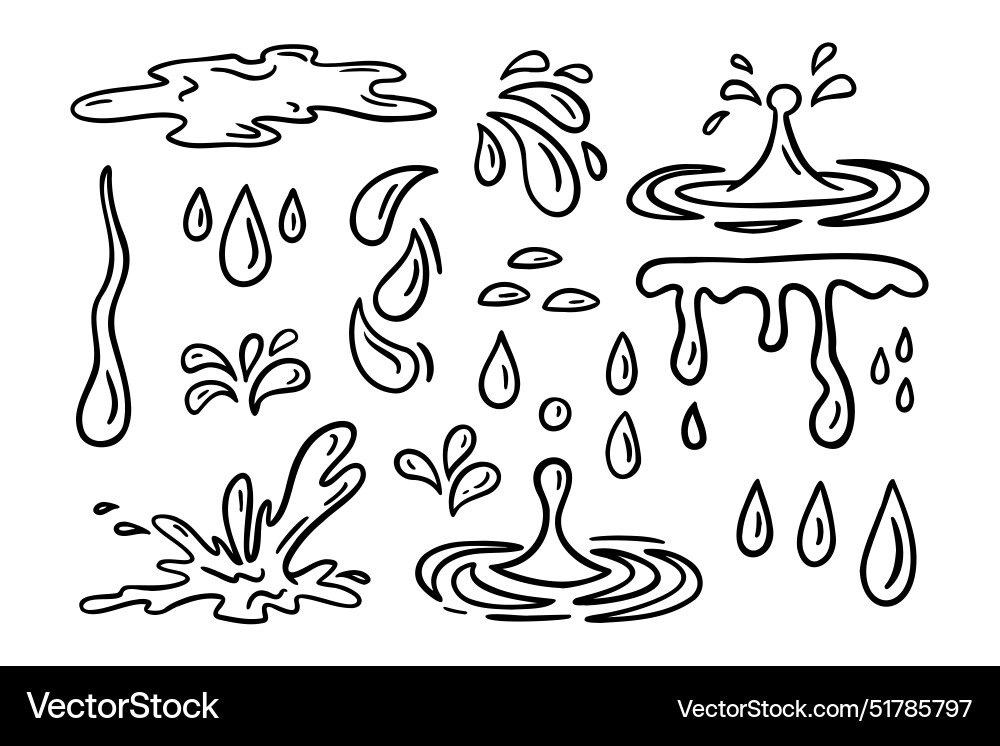 Water drops doodle icon sign decorative set Vector Image