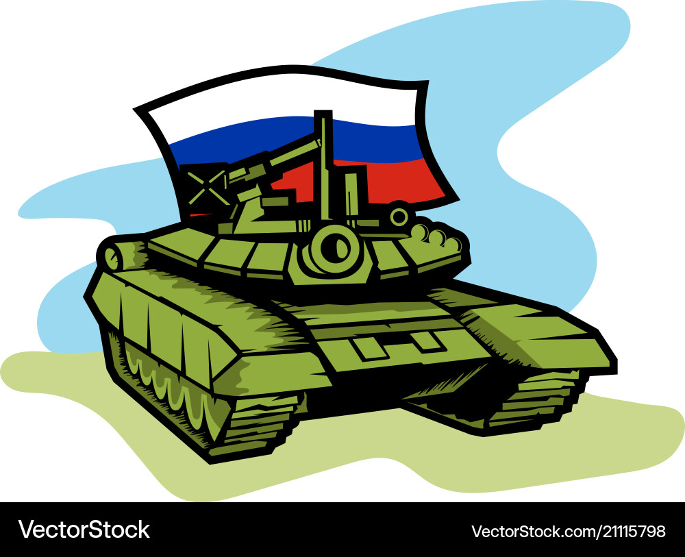 An russian tank with flag Royalty Free Vector Image