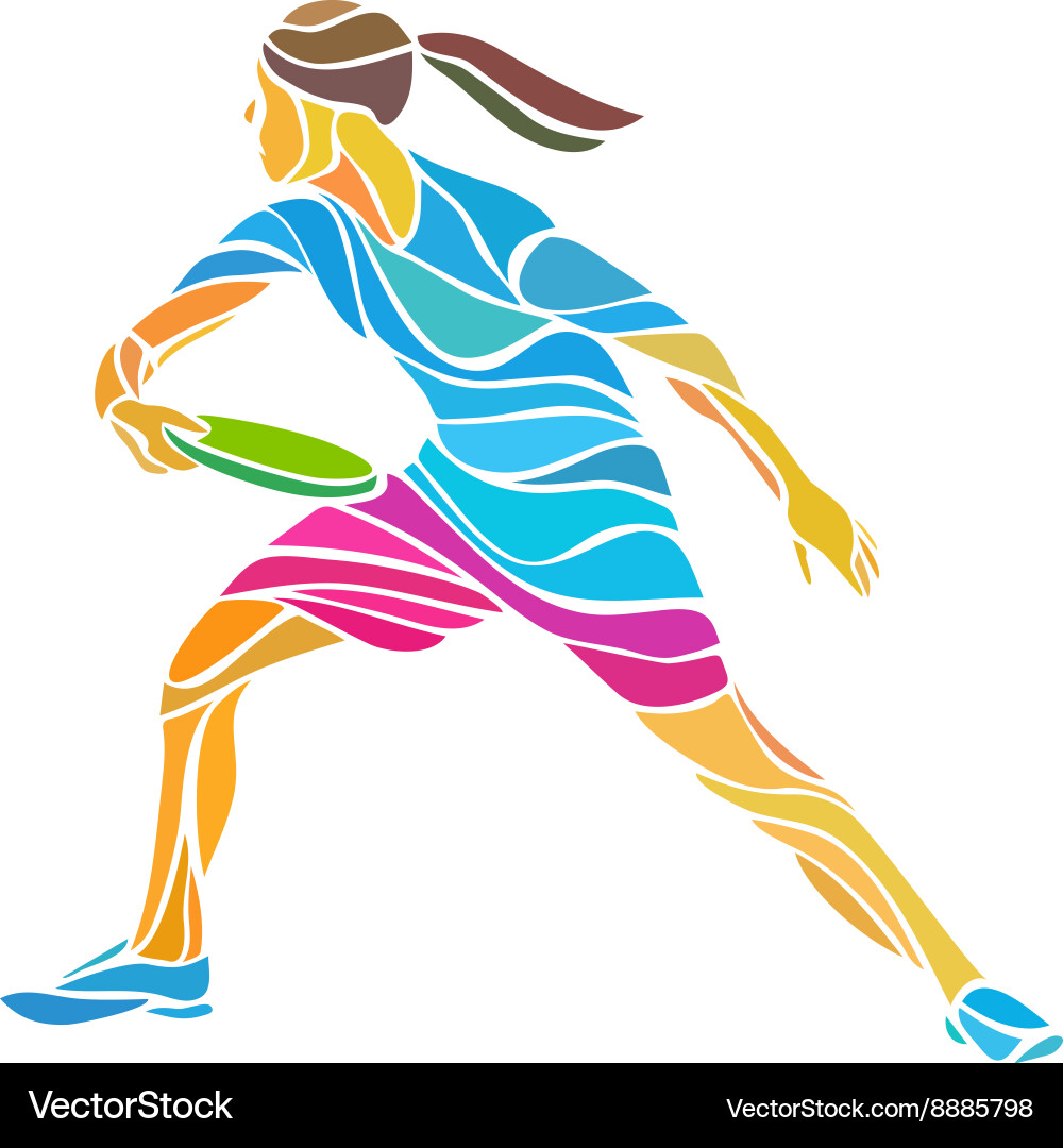 Female player is playing ultimate frisbee Vector Image
