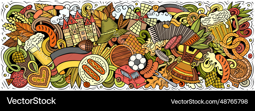 Germany doodle cartoon funny banner Royalty Free Vector