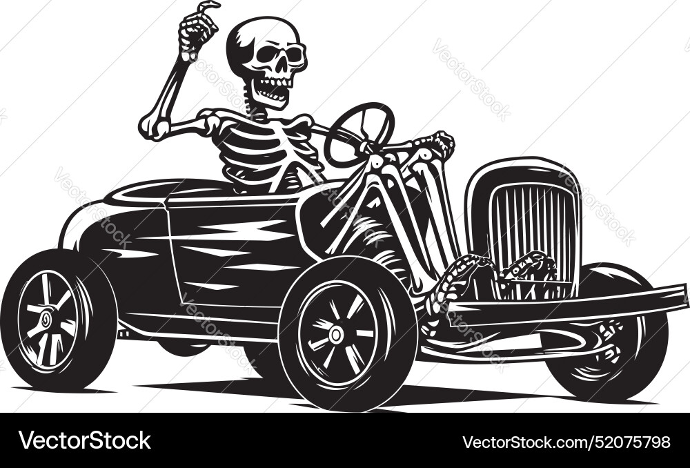 Ghostly Gear Skeleton Riding Car Logo Bone Burner Vector Image